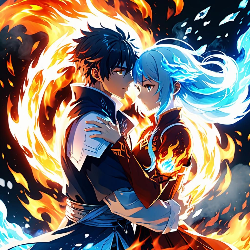 Fire and Ice - Love of the elements - AI Generated Artwork - NightCafe ...