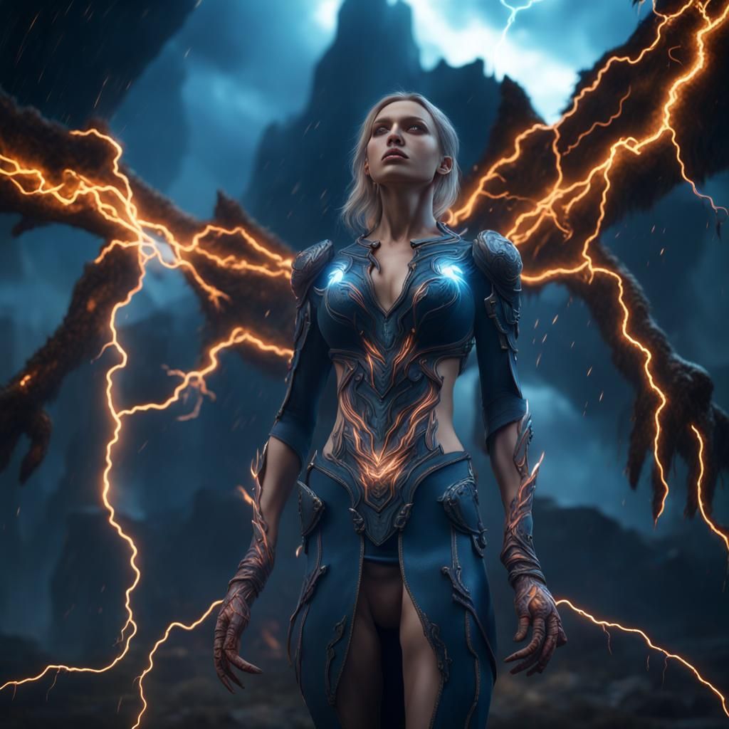 Female Lightning Sorceress - AI Generated Artwork - NightCafe Creator