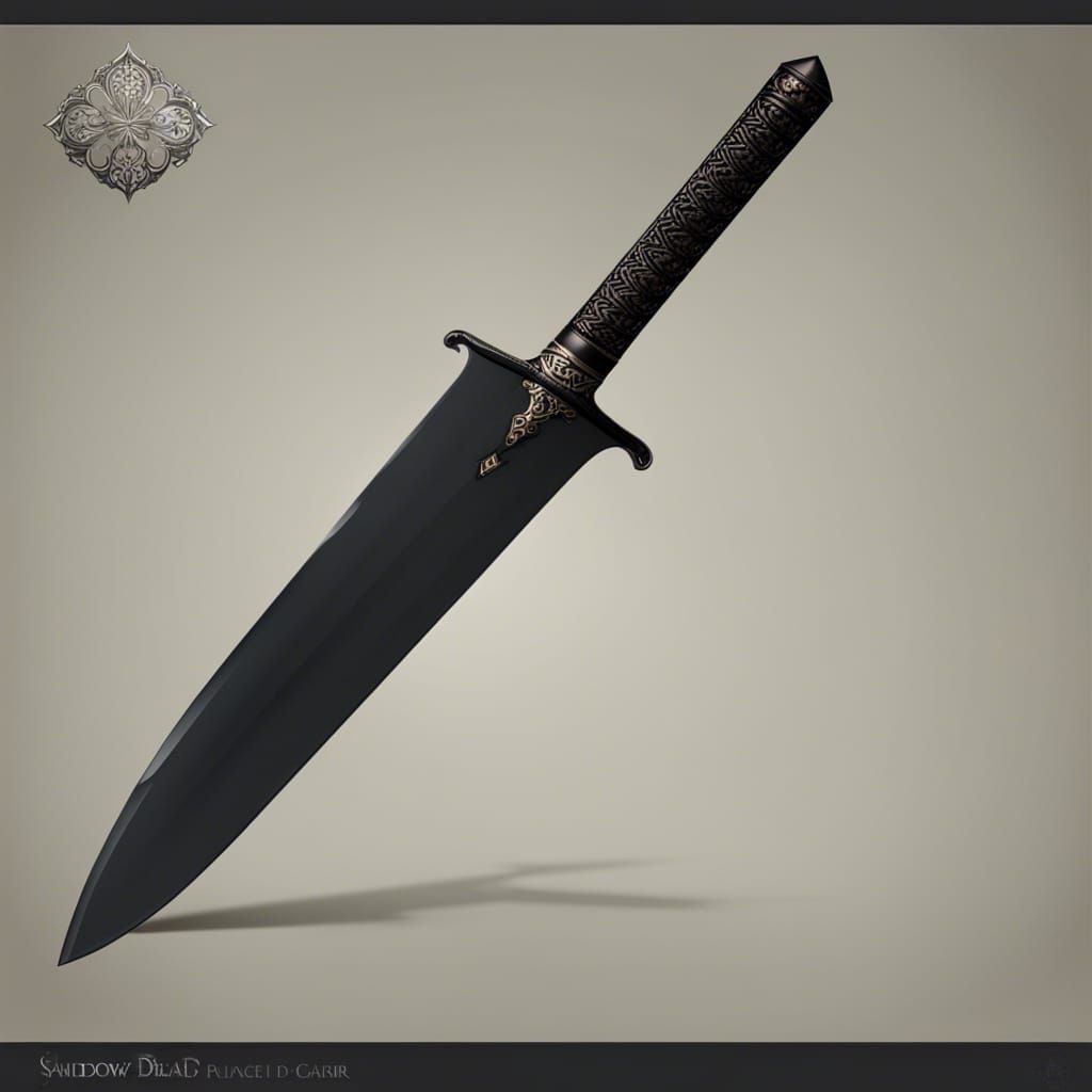 Shadow Dagger, fanning petal guard, black hilt, deep dark blade - AI ...