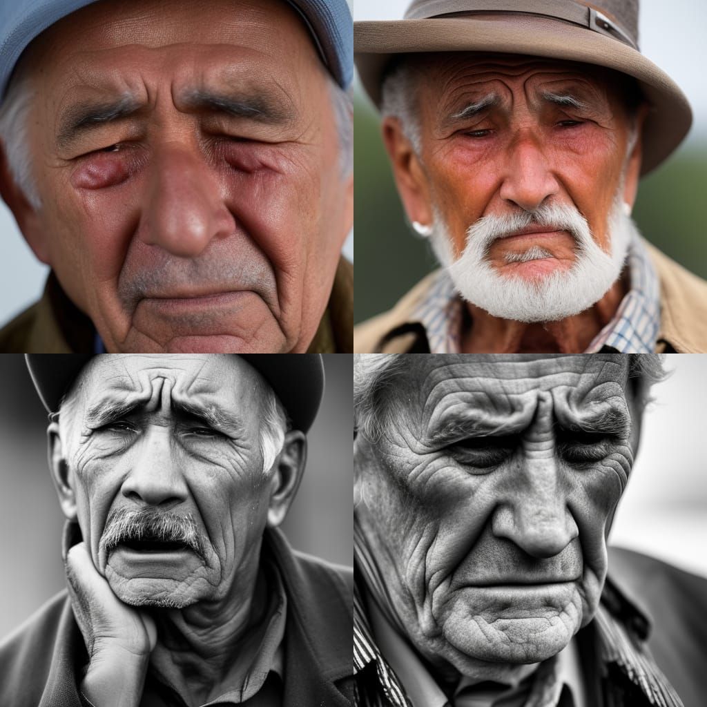 old dirty man with haggard face crying with only one tear - AI ...