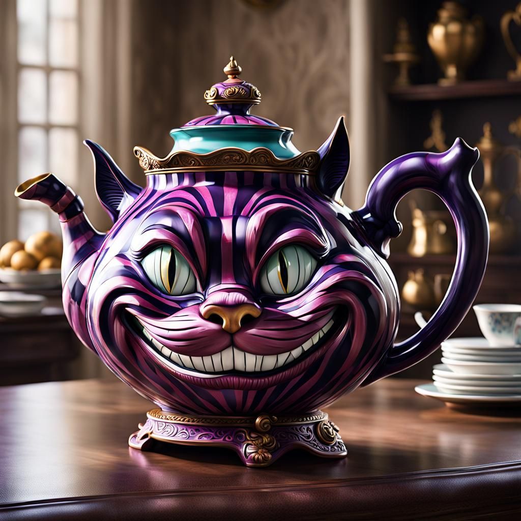 Cheshire Cat Teapot - AI Generated Artwork - NightCafe Creator