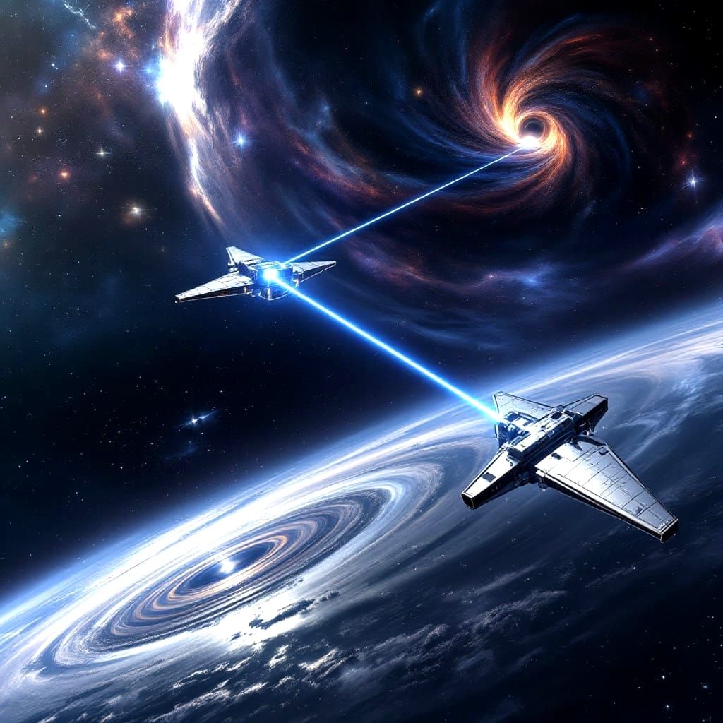 The Laser Interferometer Space Antenna (LISA) in operation in deep space.