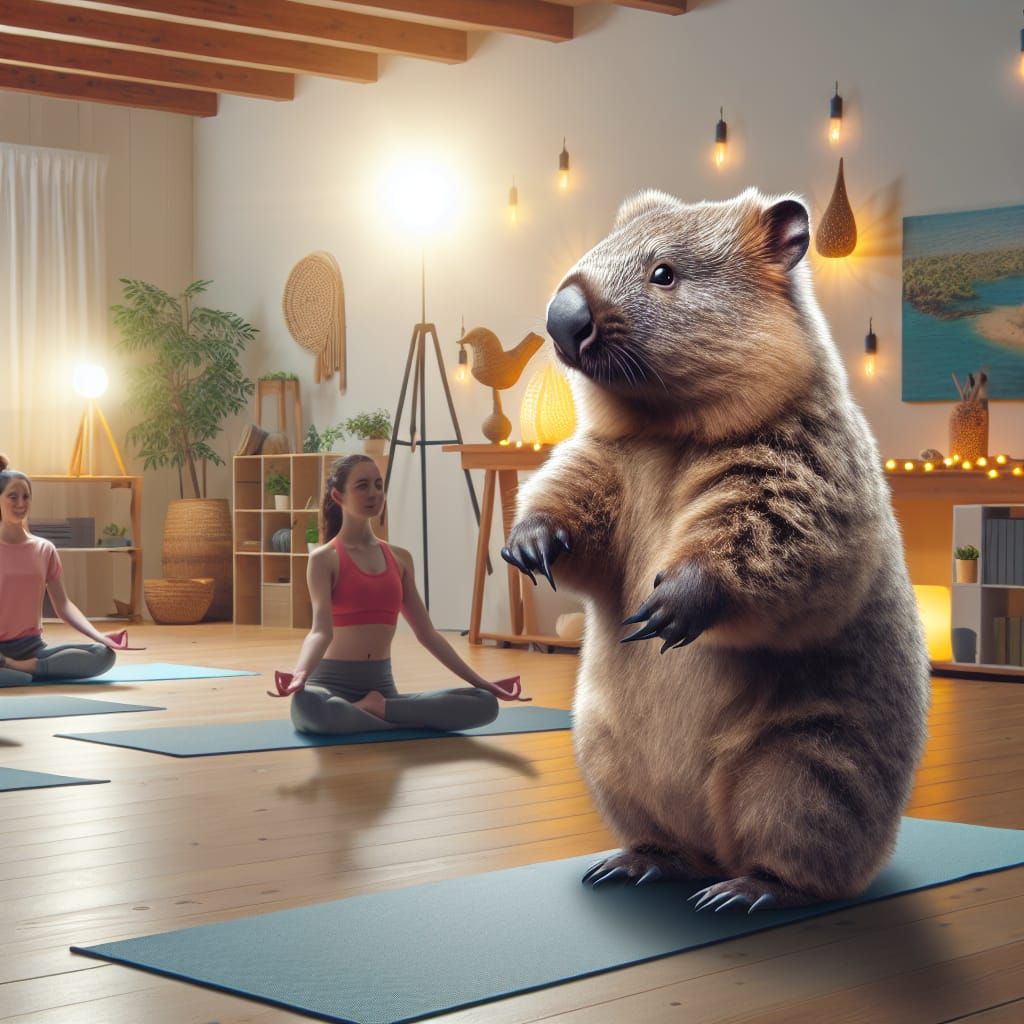 Wombat yoga instructor - AI Generated Artwork - NightCafe Creator
