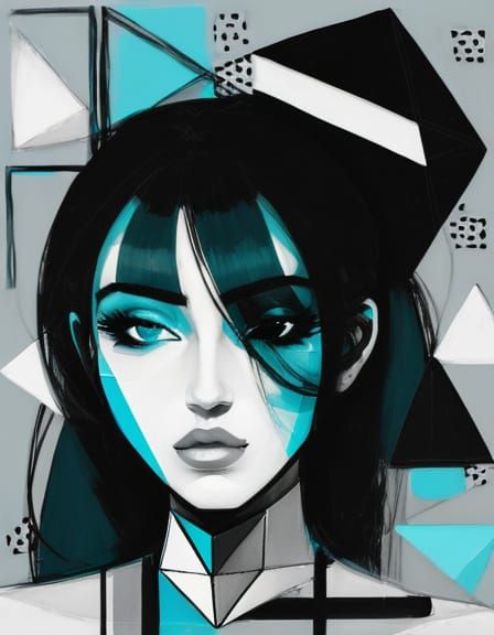 black white cyan portrait 14 - Surreal Minimalist Portrait i...