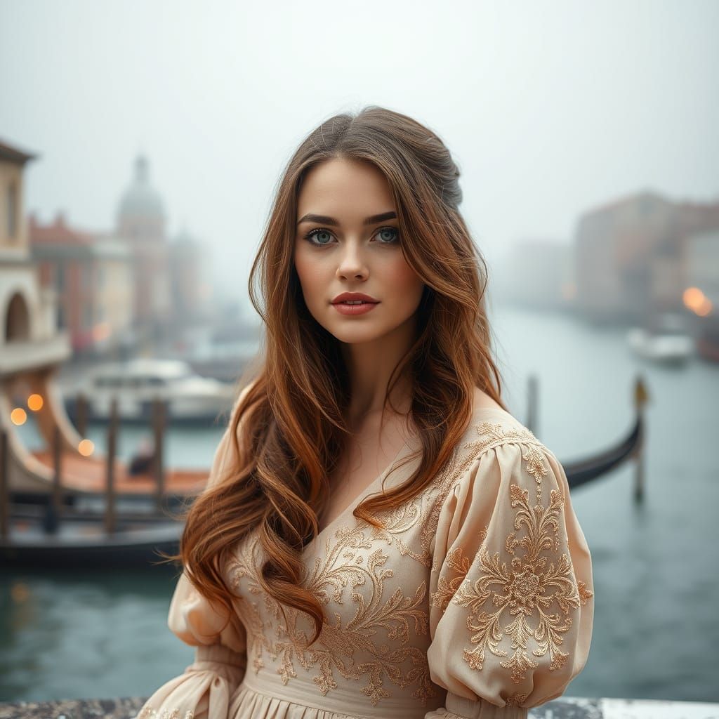 Romantische Frau in kontemplativer Pose