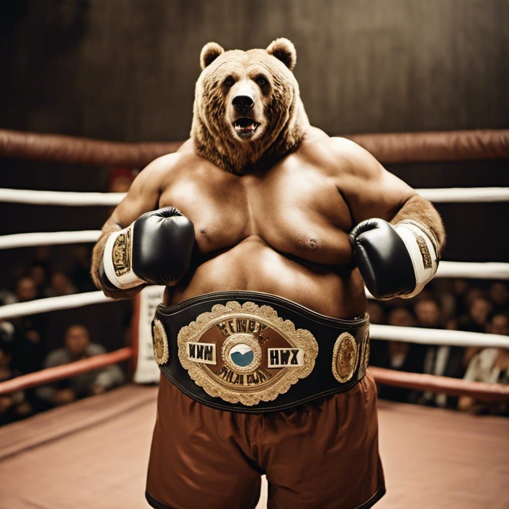 Grizzly Bear Boxer, with the Heavyweight Belt - AI Generated Artwork ...