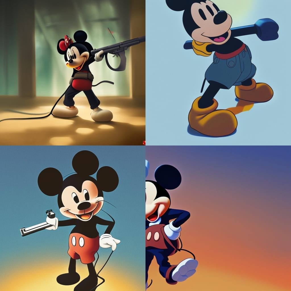 micky mouse with a gun - AI Generated Artwork - NightCafe Creator