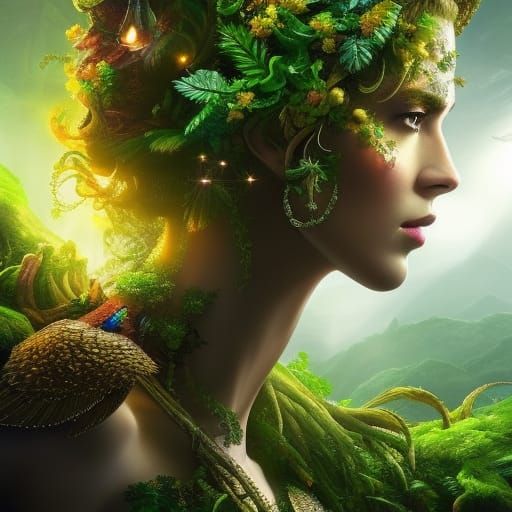 fantasy dryad portrait, concept art, bright, 16k resolution, color ...