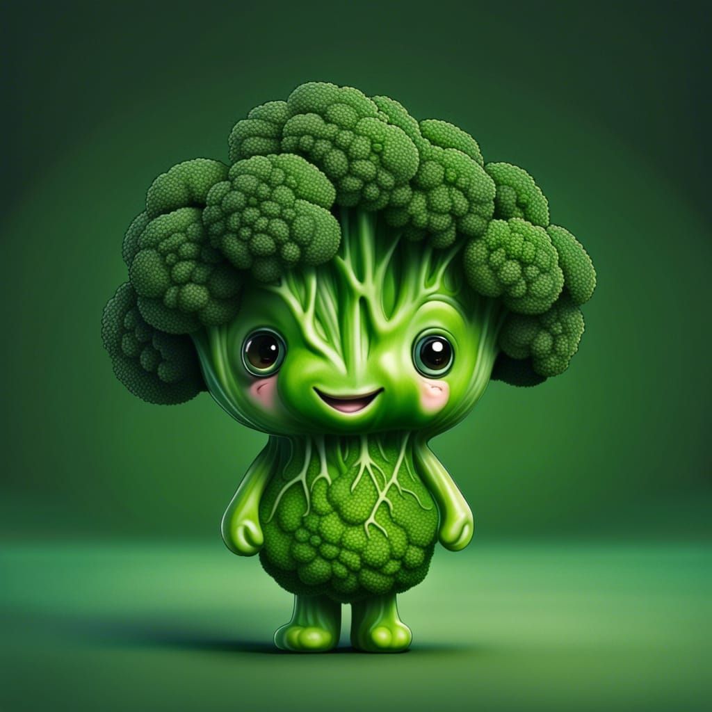 human Broccoli - Hyperrealistic Broccoli with Human Face