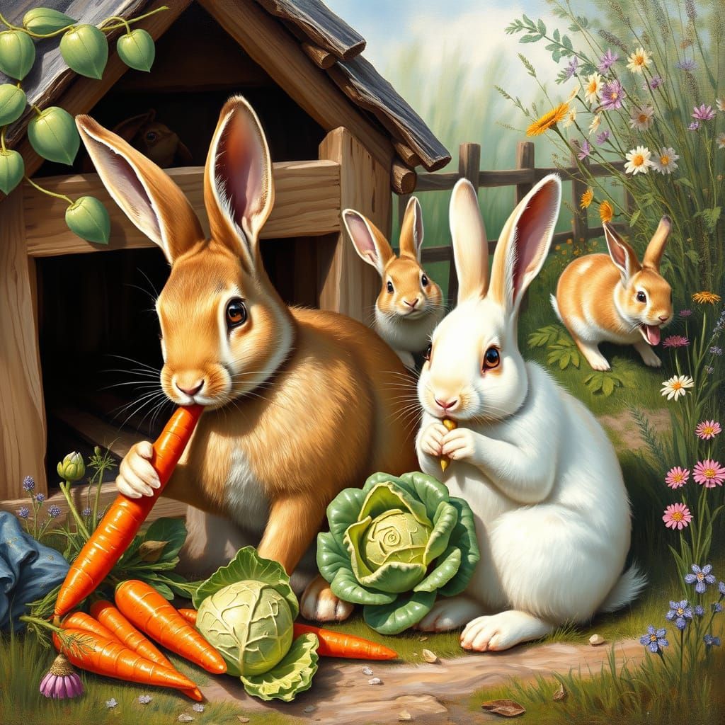 🐰🐇 Rabbits Family - Bunnies in a Whimsical Countryside Se...