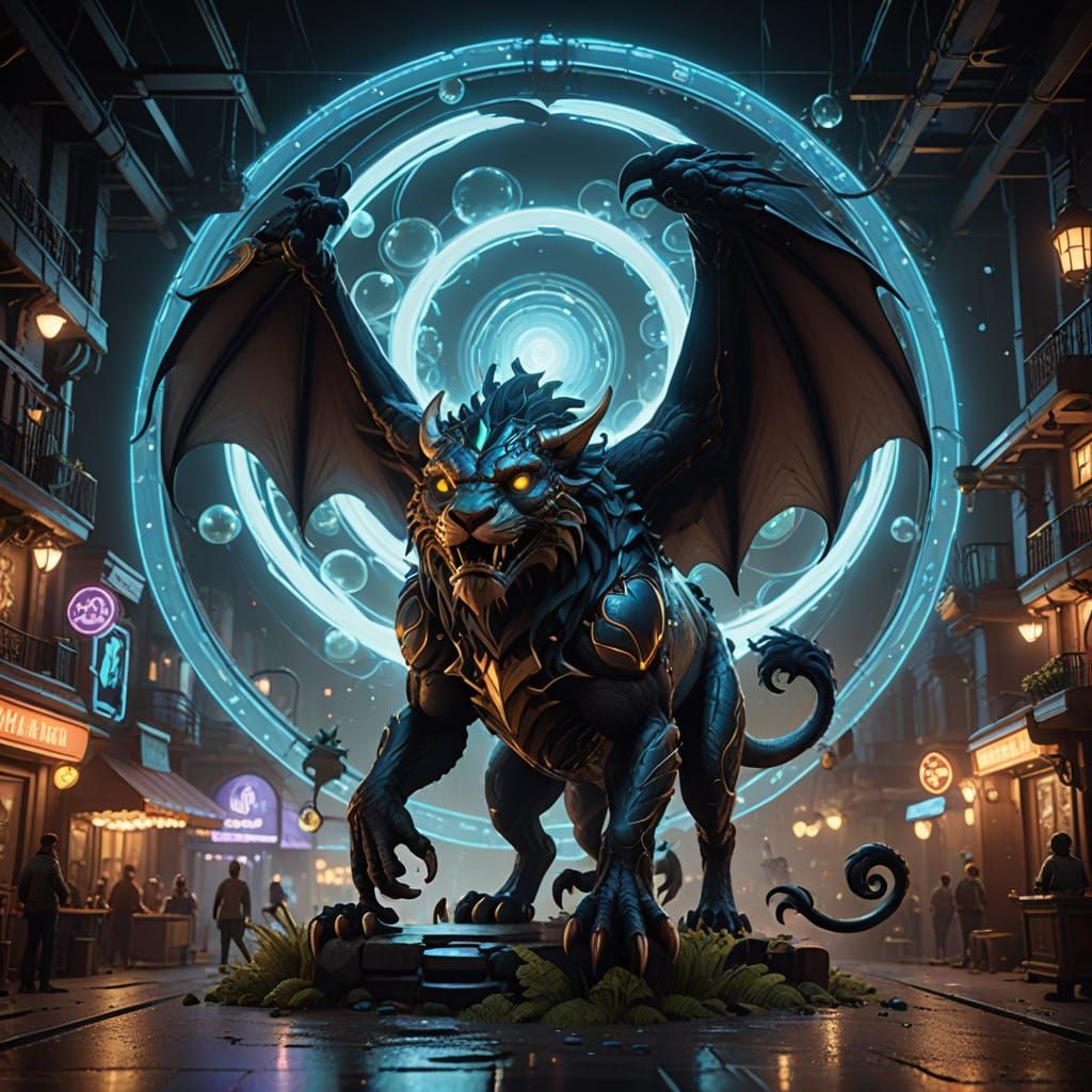 Iridescent Chimera in Radiant, Celestial Realms - AI Art