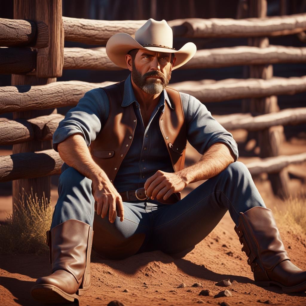 Cowboy daddy dude in corral - AI Generated Artwork - NightCafe Creator