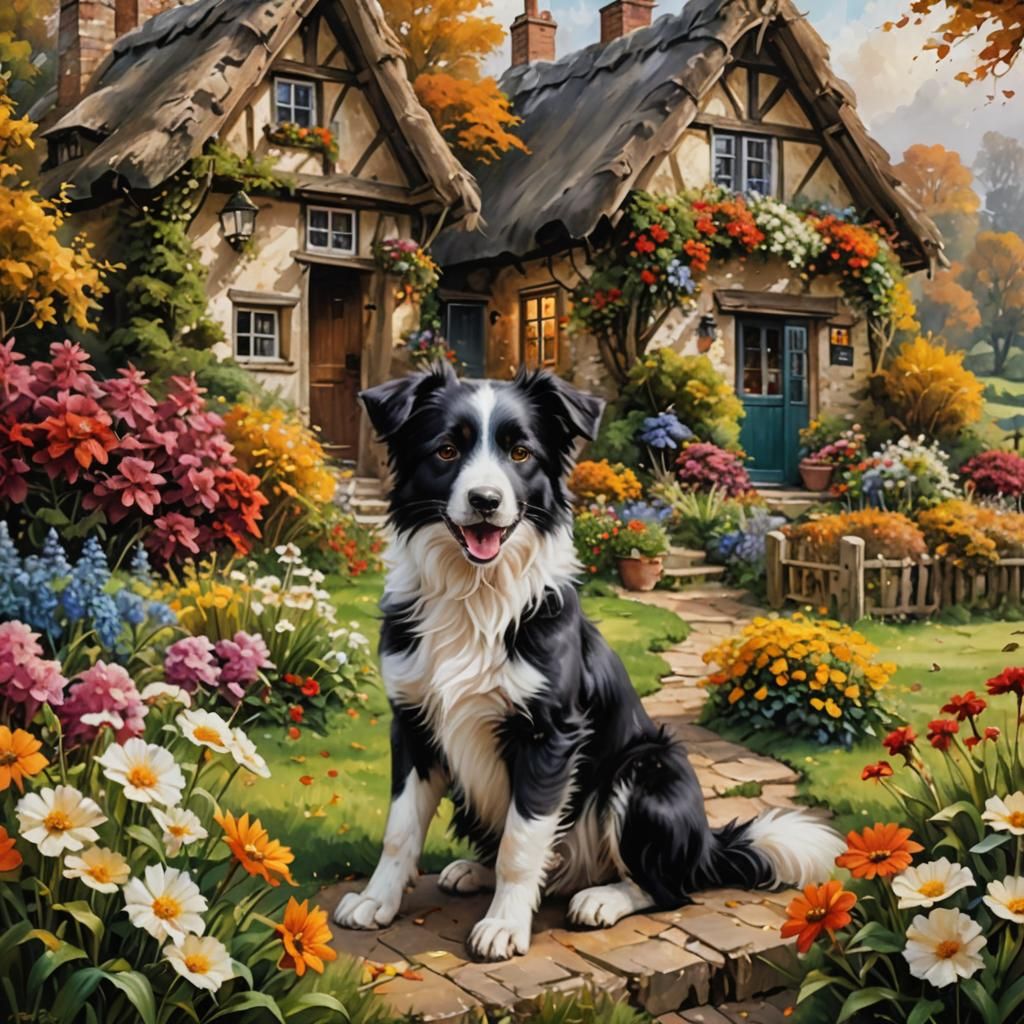 Autumn thatched cottage - AI Generated Artwork - NightCafe Creator