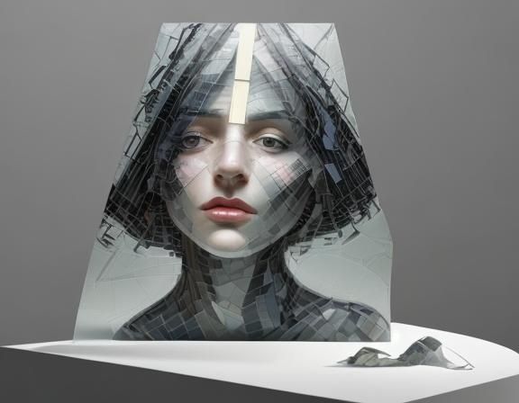 A woman, reclining. Add some human skin to this framework. Spotlit face ...