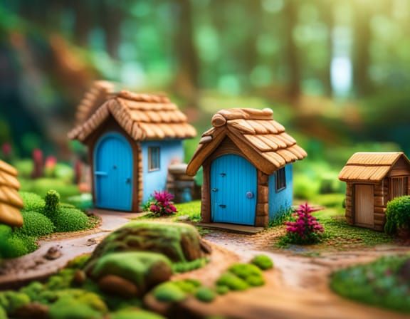 Tiny Smurf Houses in a Forest-Themed Community - AI Generated Artwork ...