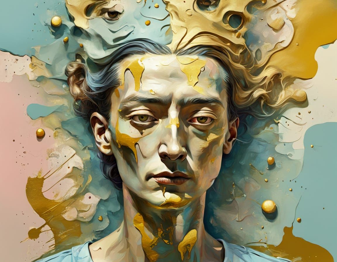 Airbrush Dadaism Pastel Colors - Androgynous Figure in Dadai...