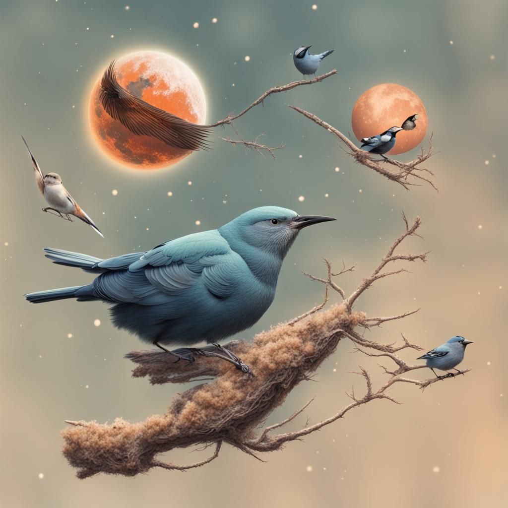 birds turning into planets - AI Generated Artwork - NightCafe Creator