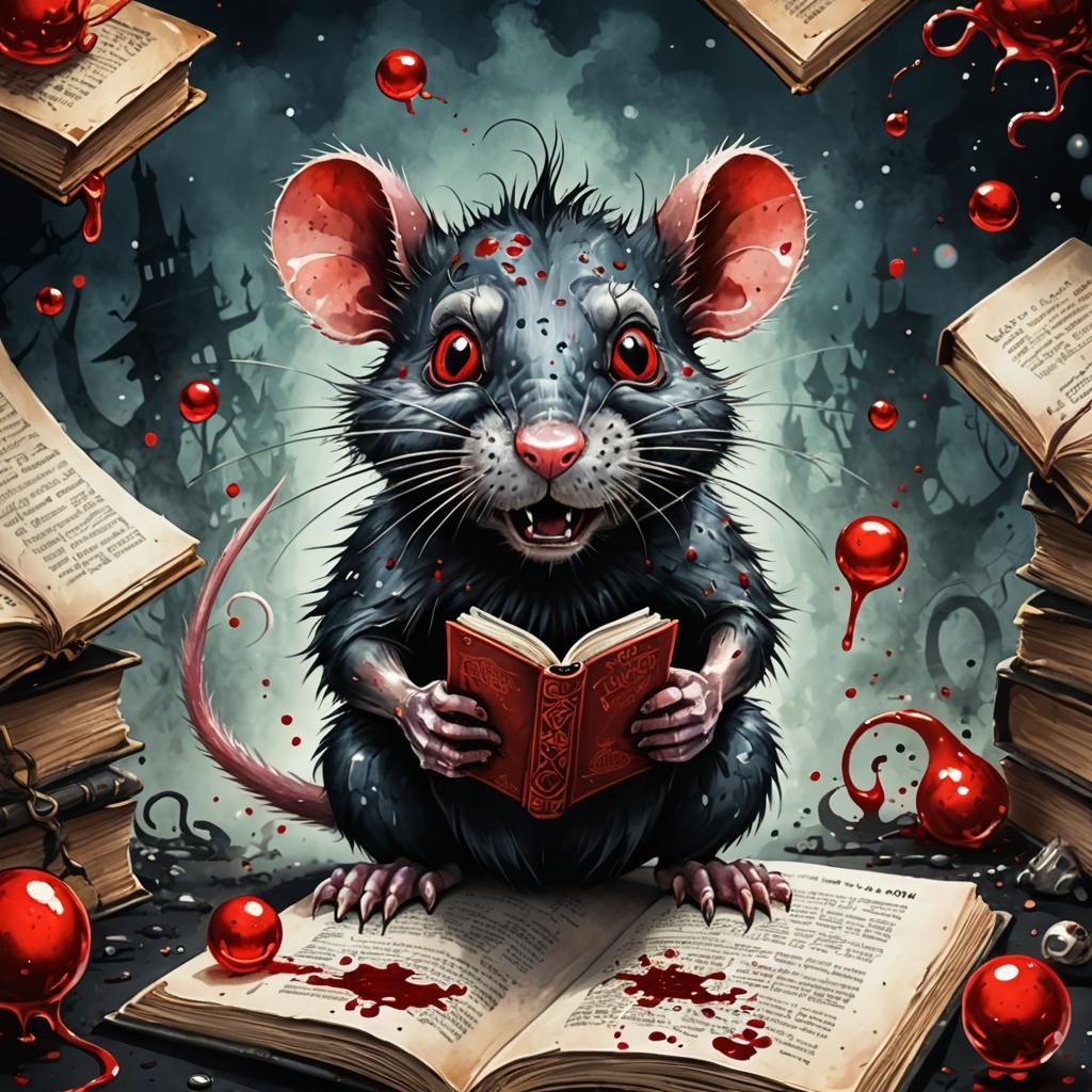 Ratfink rat, A detailed dramatic illustration of the book , with red ...