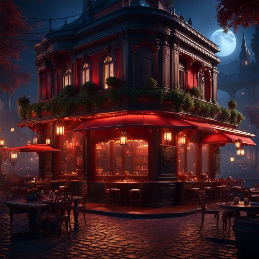 Café at night but bloody - AI Generated Artwork - NightCafe Creator