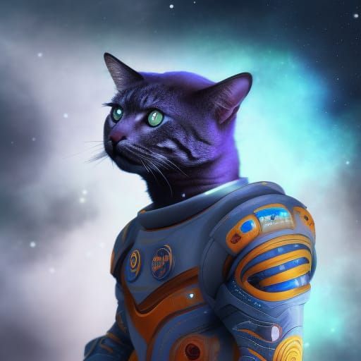 Space Warrior Cat in Spacesuit: Detailed Digital A... - AI Art