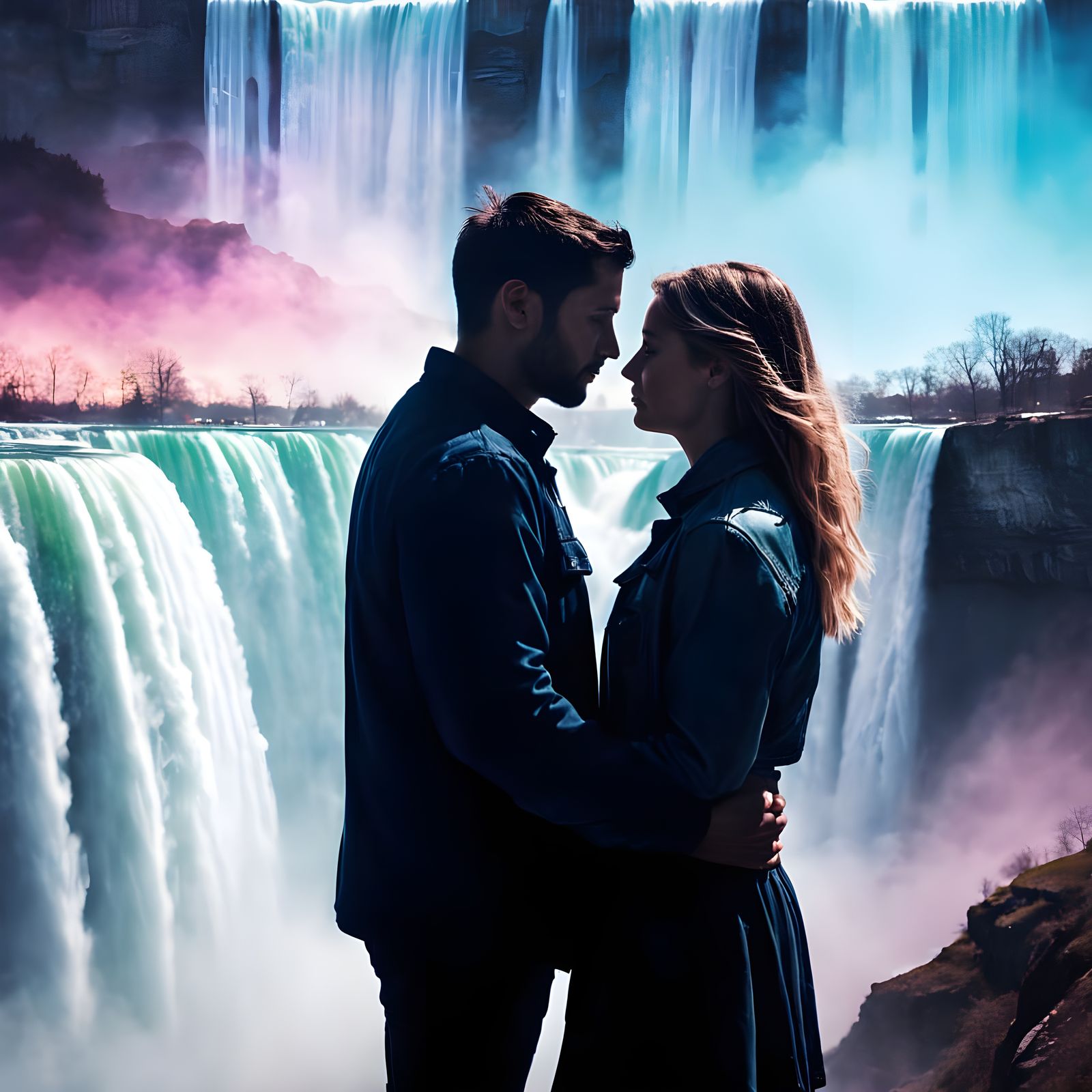 Embrace of Eternal Waterfalls - Ethereal Waterfall Romance i...
