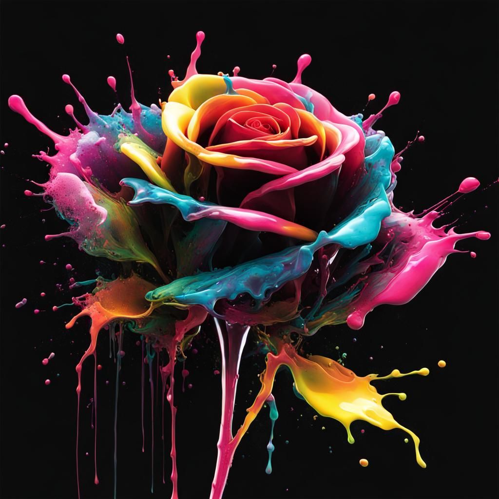 Rose | Paint Splatter - AI Generated Artwork - NightCafe Creator