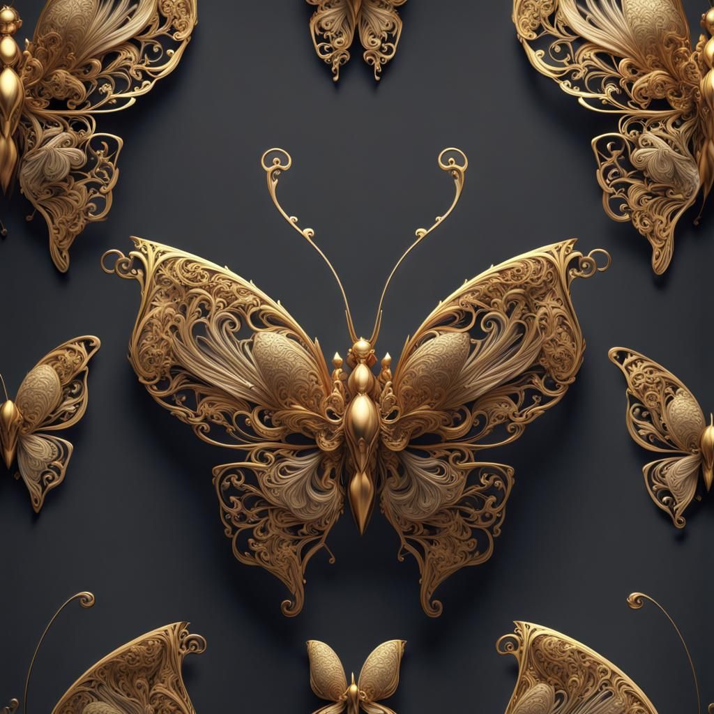Gold filigree butterfly - AI Generated Artwork - NightCafe Creator