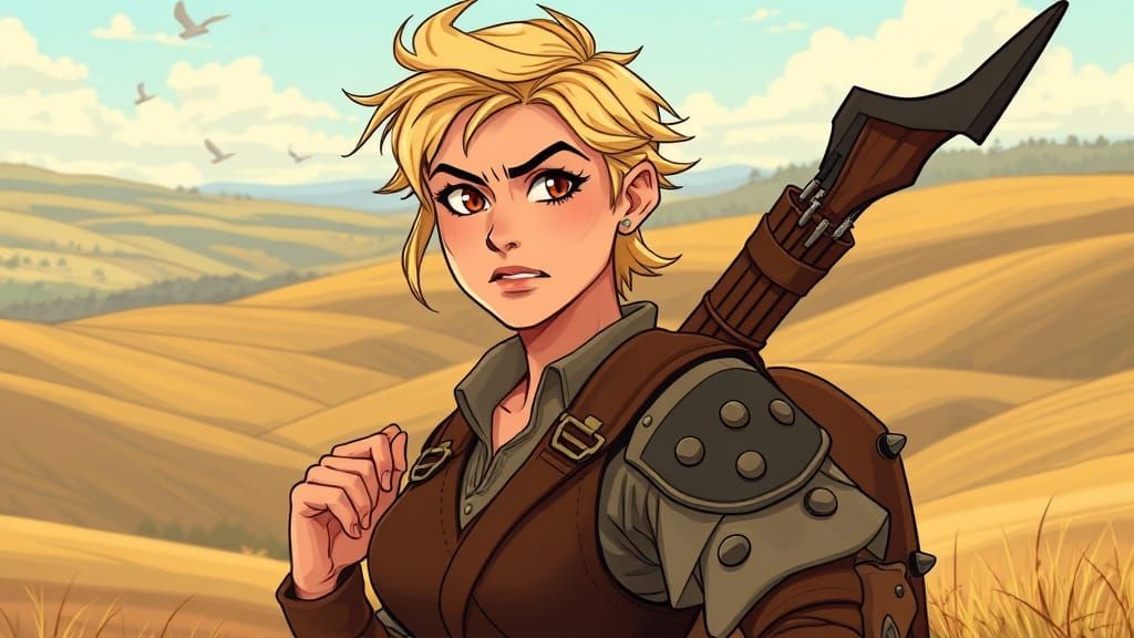 Fleischer-Style Fantasy Ranger Embracing a Whimsic... - AI Art