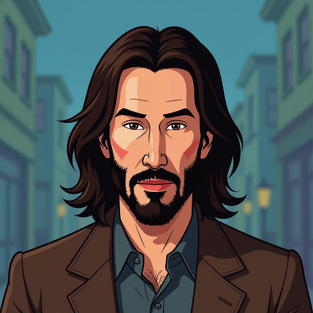Keanu Reeves in 90's Animated Cartoon Style - AI Art