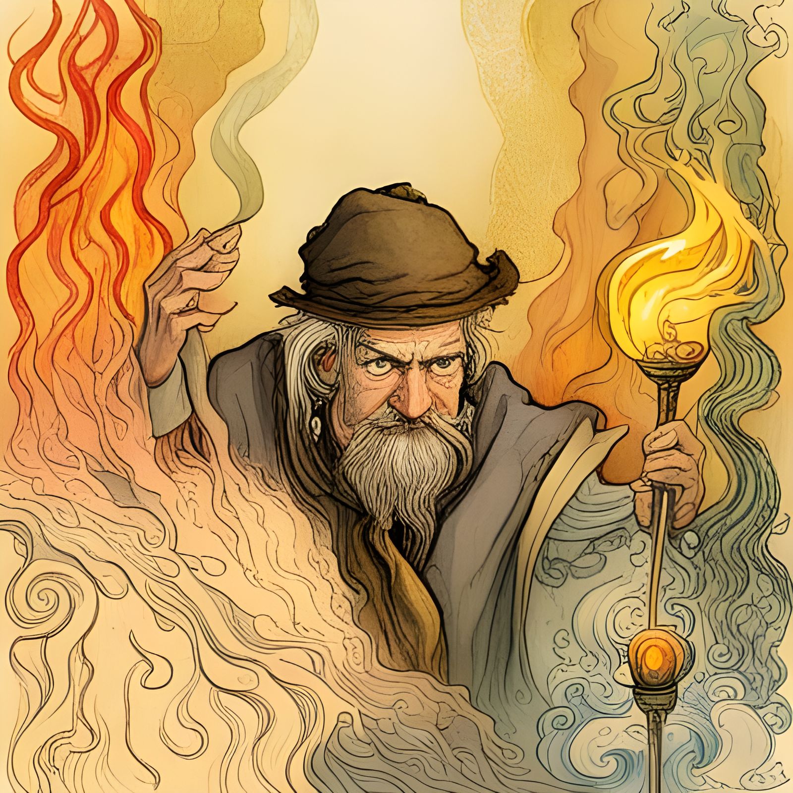 Fire Wizard - AI Generated Artwork - NightCafe Creator
