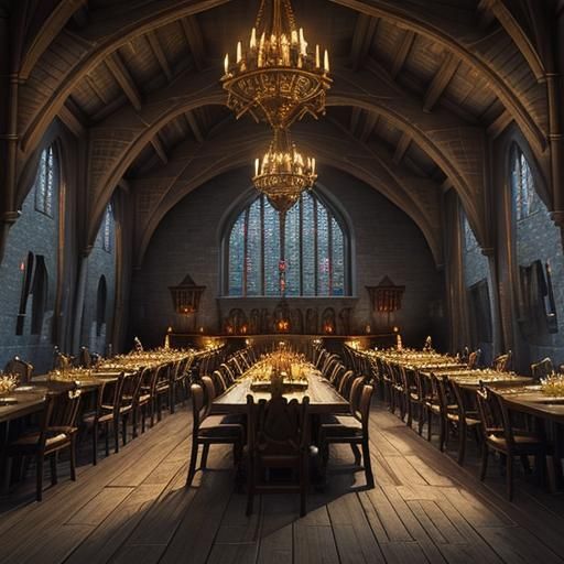 grand dining hall of Hogwarts castle - AI Generated Artwork - NightCafe ...