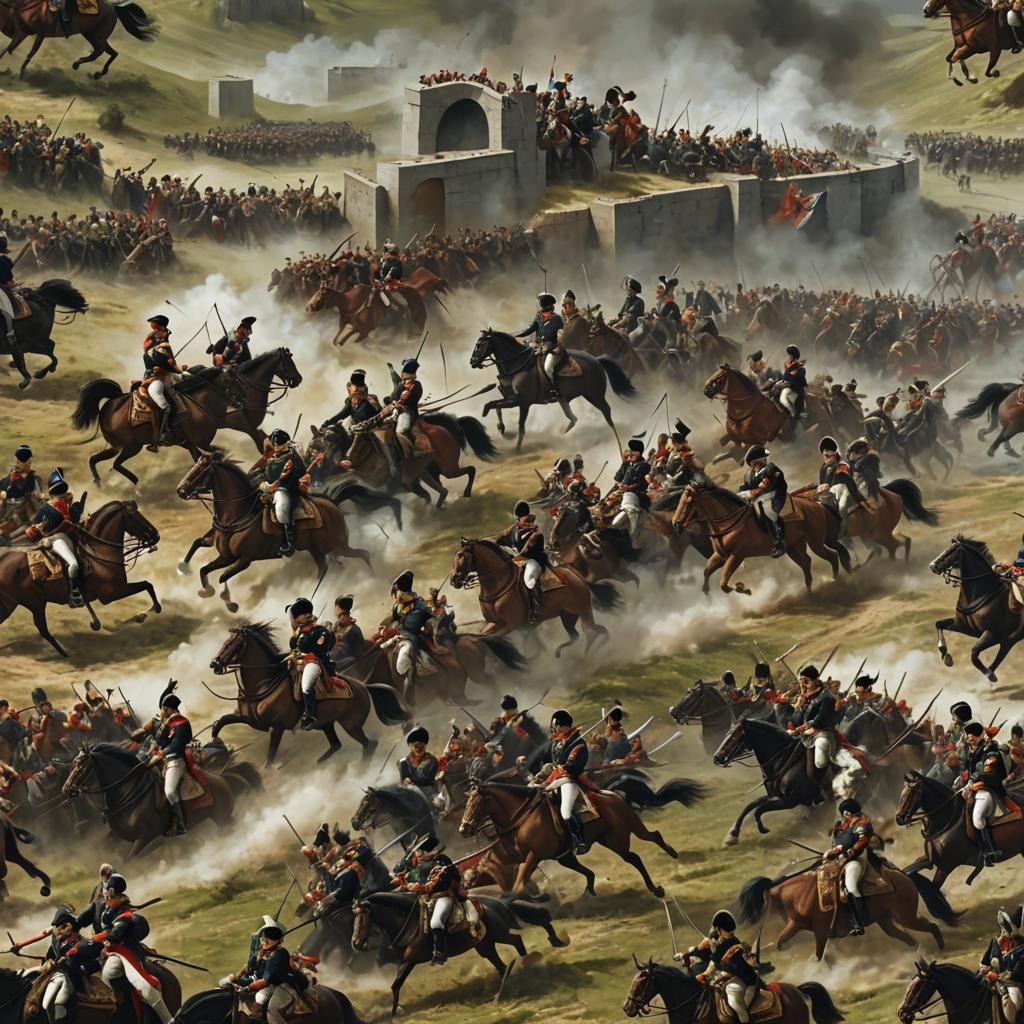 Napoleonic calvary charge detailed matte painting - AI Generated ...