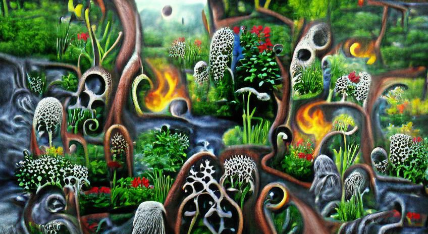 Primordial garden detailed painting acrylic art - AI Generated Artwork ...