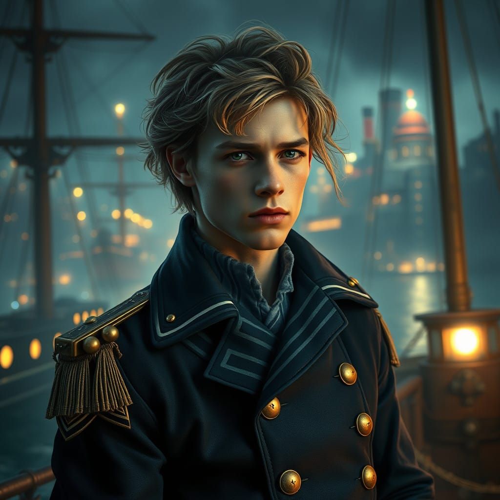 Ethereal Steampunk Sailor in Radium-Punk Harbour - AI Art