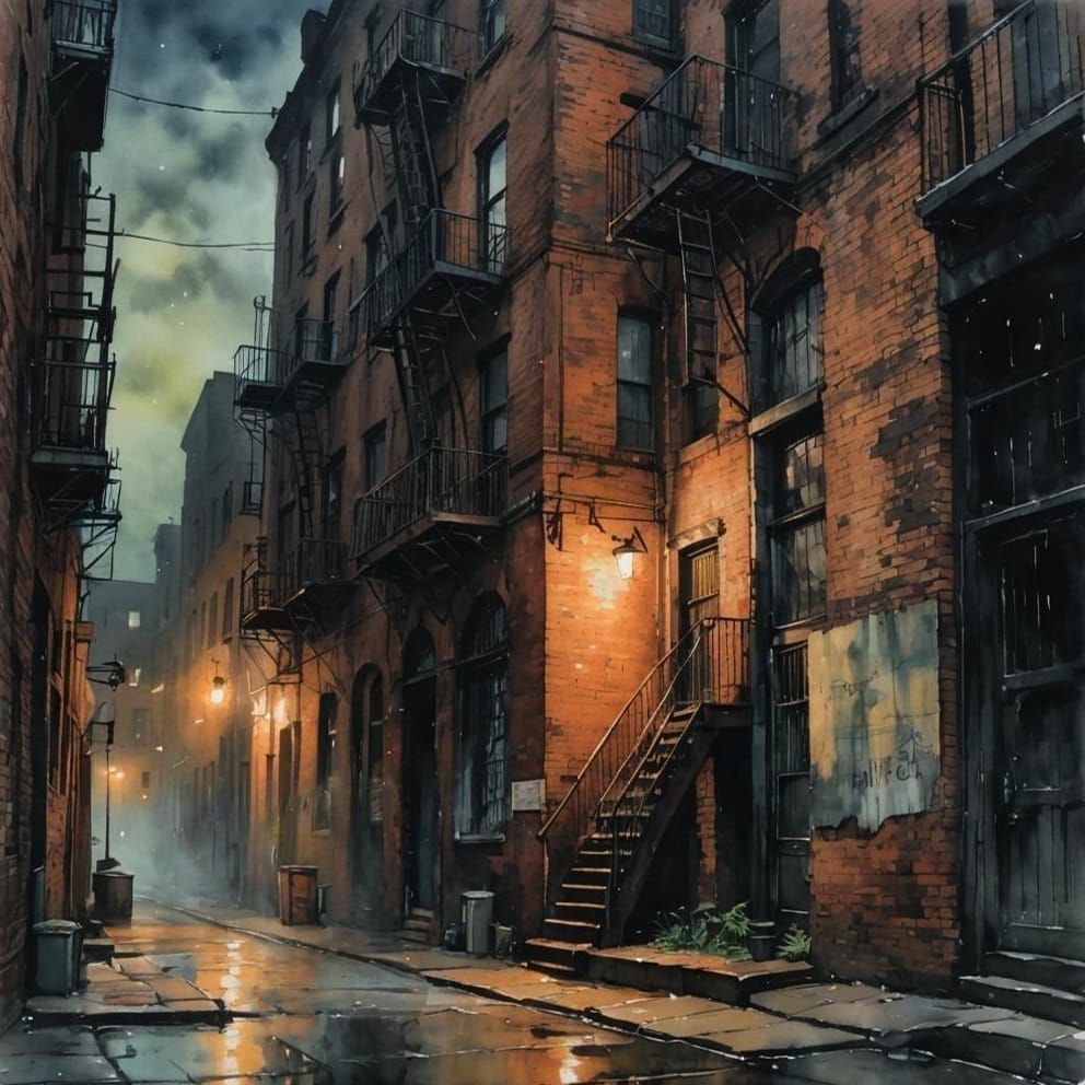 Alleyway - AI Generated Artwork - NightCafe Creator