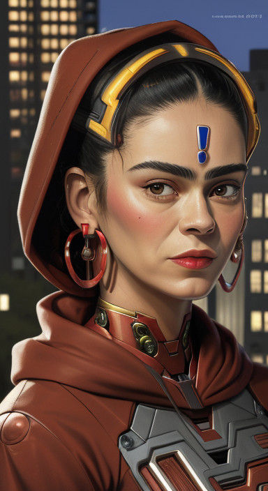 Exclamation Point Lady - Cybernetic Lady in Peppermint Strip...