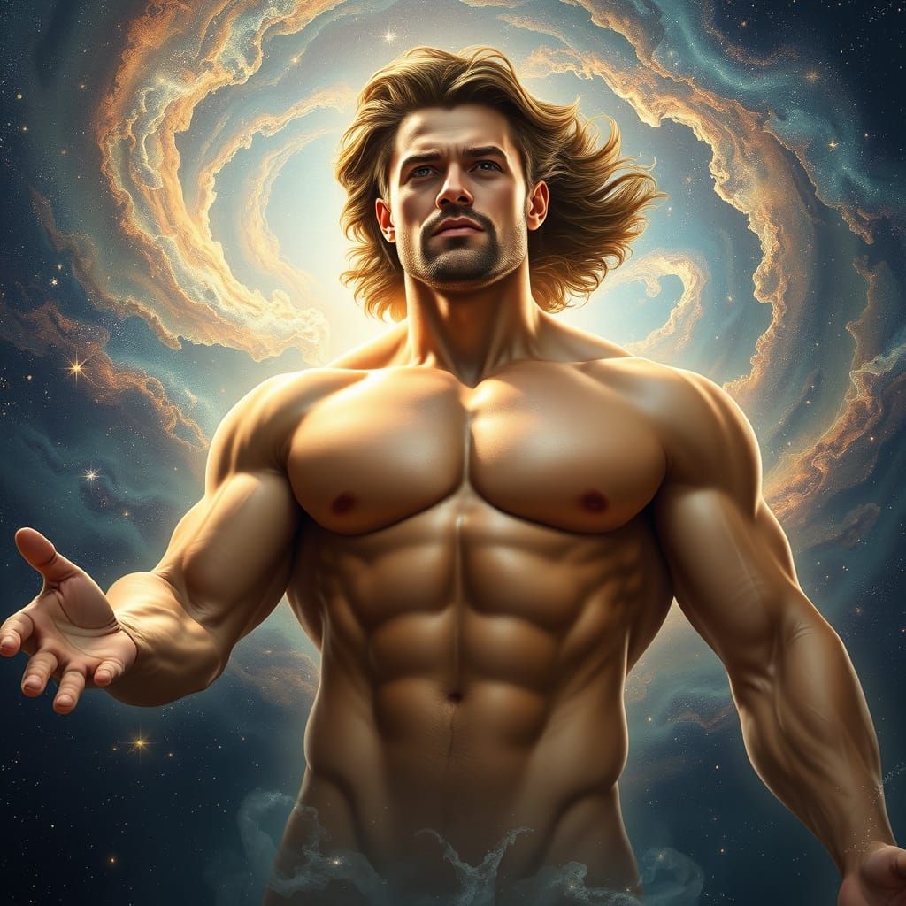 Celestial Man Floating in Nebula: Hyper-Realistic ... - AI Art