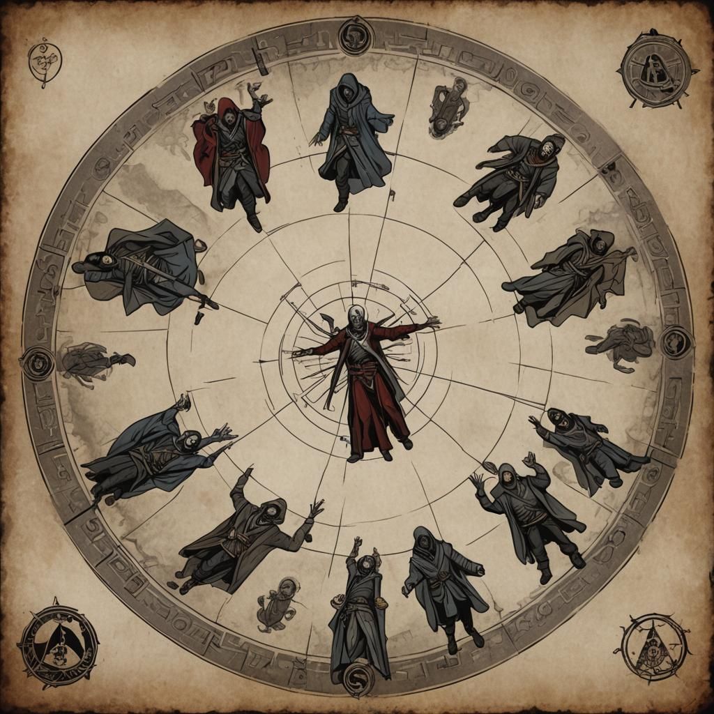 circle of 5 dead bodies. 5e style - AI Generated Artwork - NightCafe ...