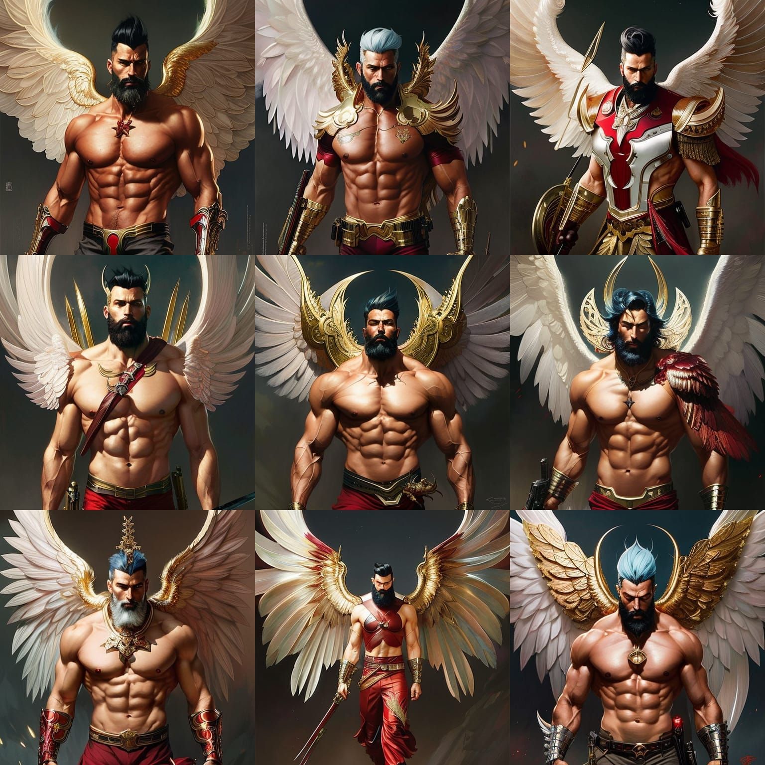 Italian Angel with Silver Hair and Red Wings - AI Art