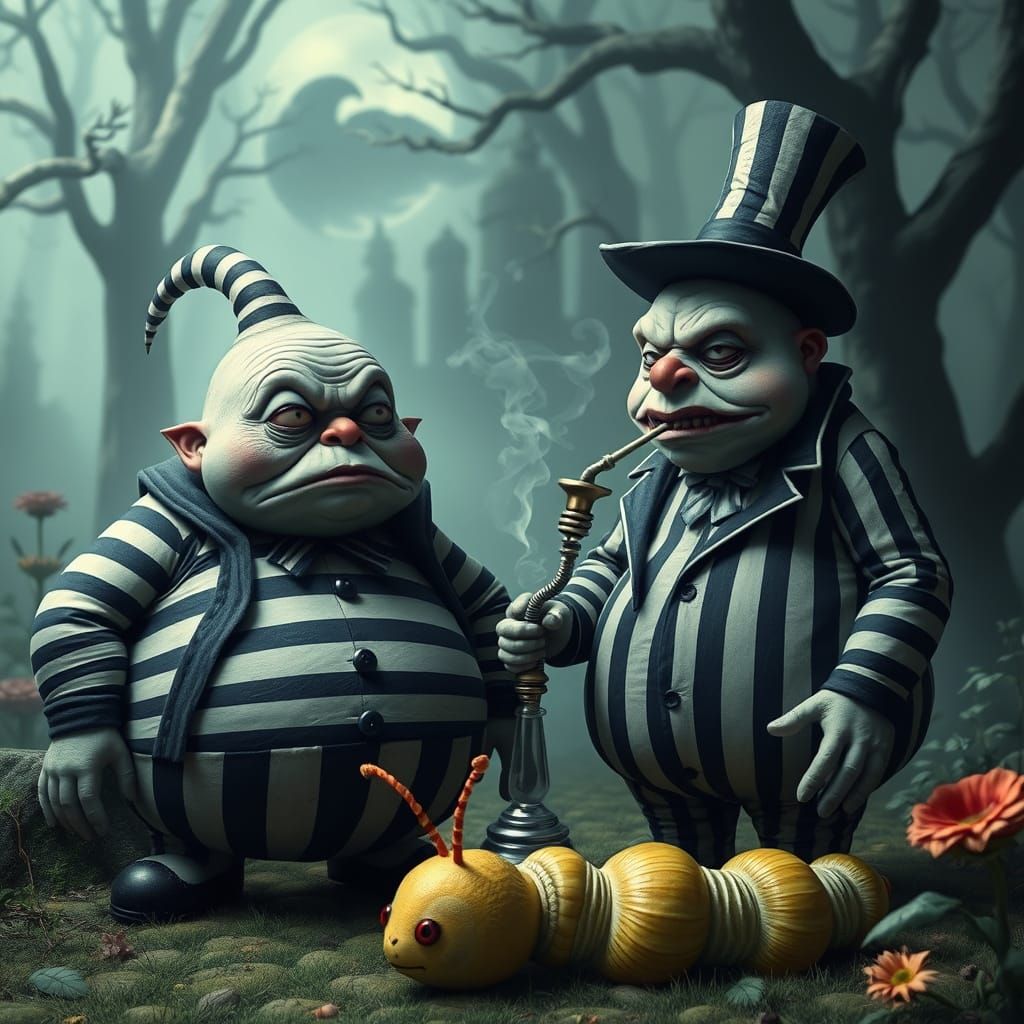 tweedledee and tweedledum - Grotesque Tweedle Brothers in a...