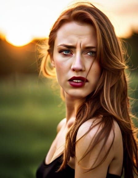 Beautiful female face crying. Professional photography, golden hour ...
