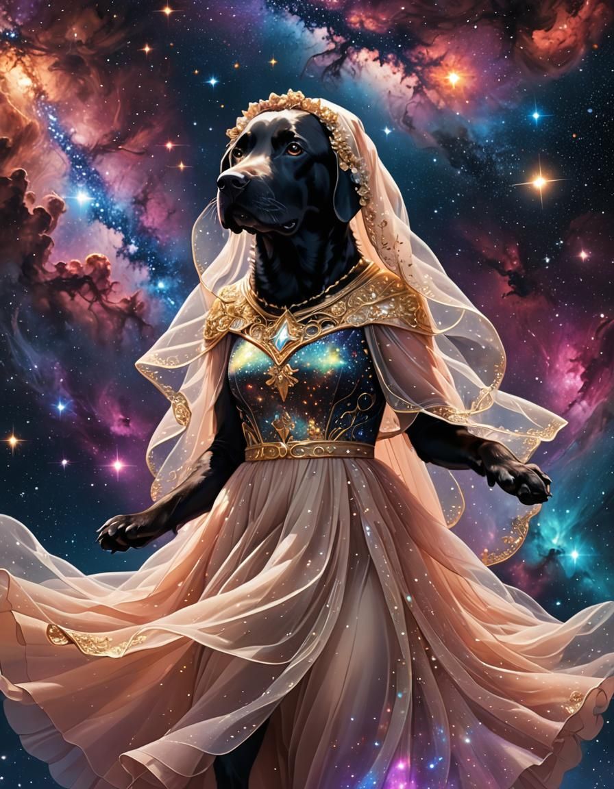 Cosmic bride in a tulle dress - AI Generated Artwork - NightCafe Creator