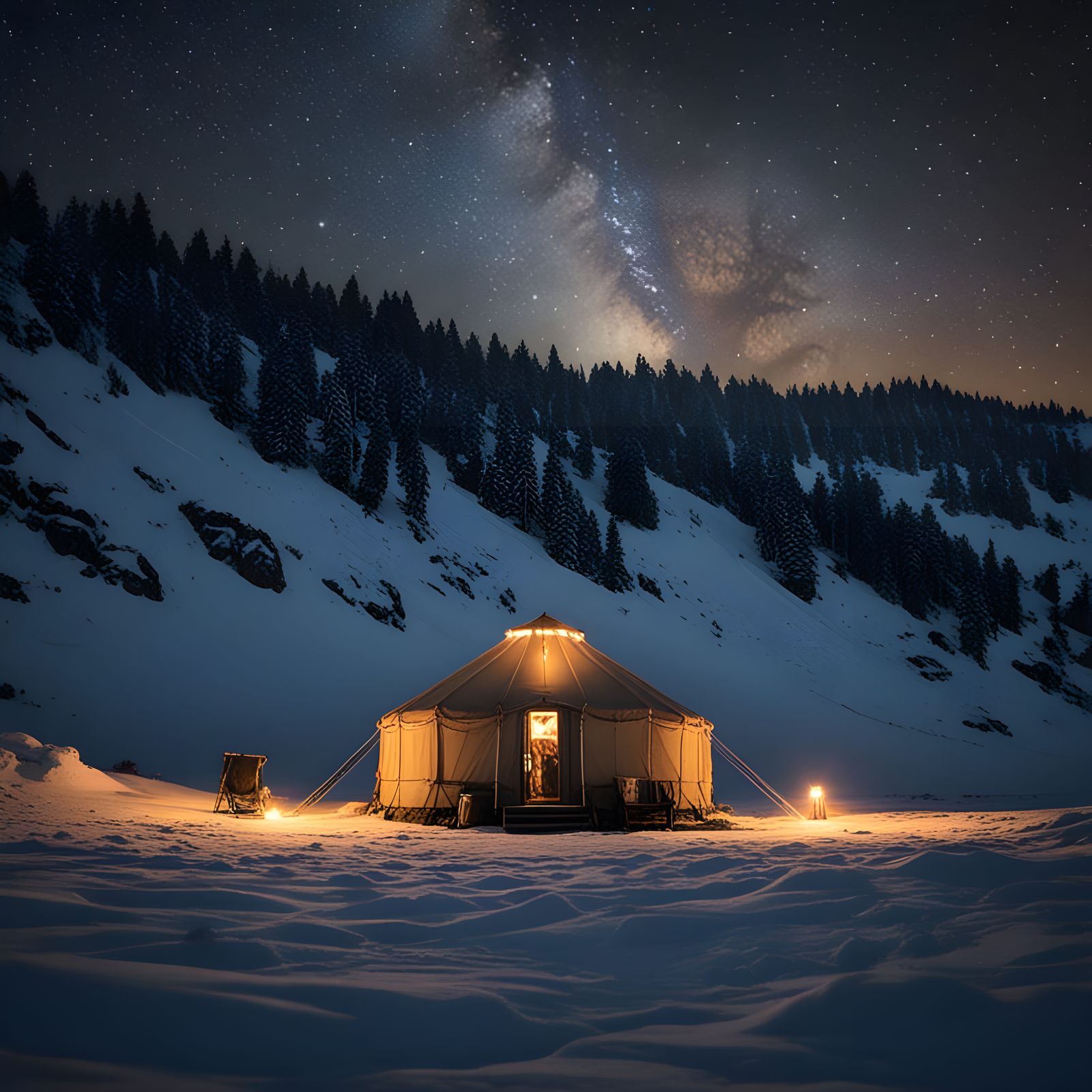 A magical winter yurt camping experience