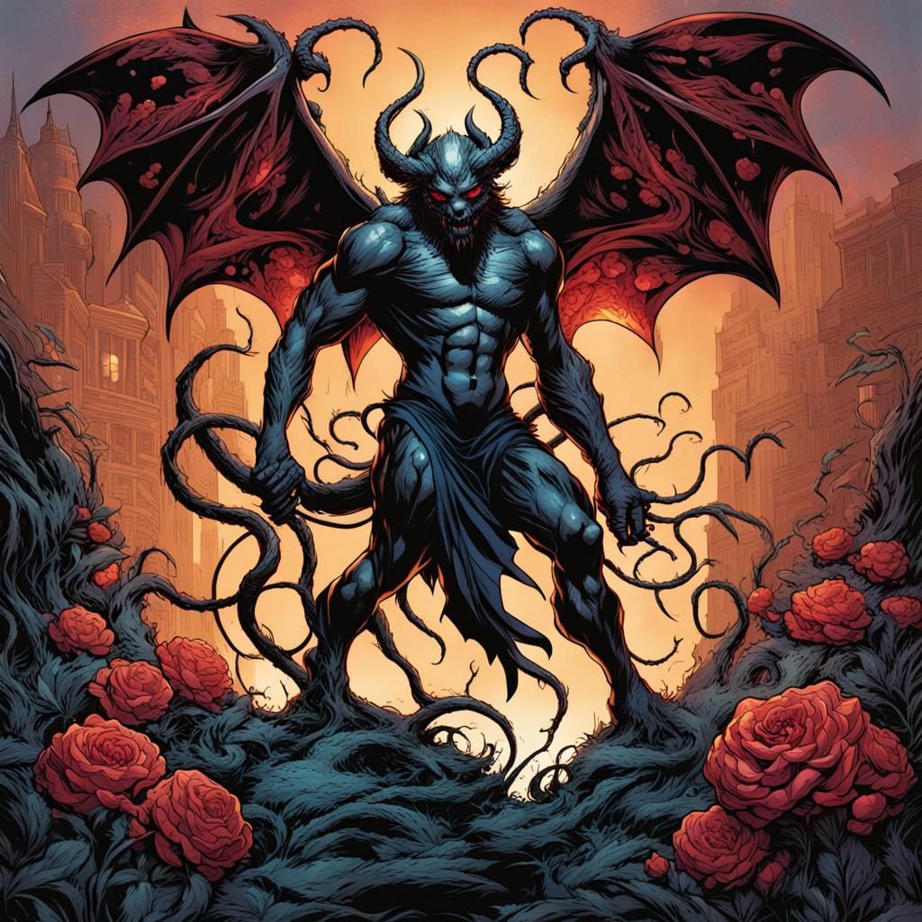 Floral demon - AI Generated Artwork - NightCafe Creator