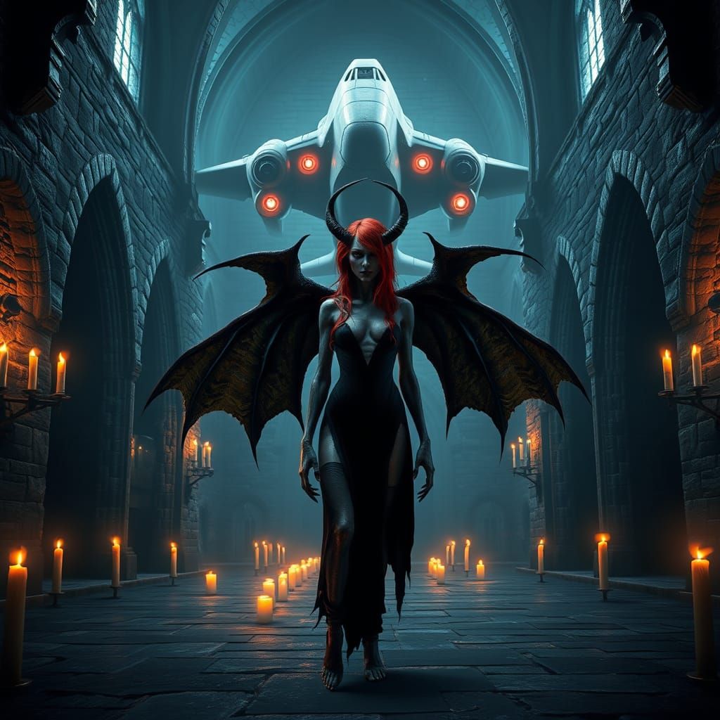 Gothic Food Fiend in Dark Castle with Cargo Spaces... - AI Art