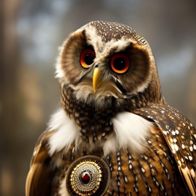 brillant detail angry king owl and owl on your shoulder front view ...