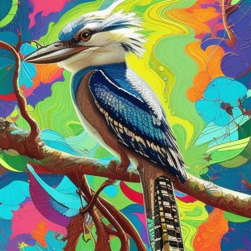 Kookaburra, By Frans Lanting: Rainbow exploding into paint burst! Oil ...