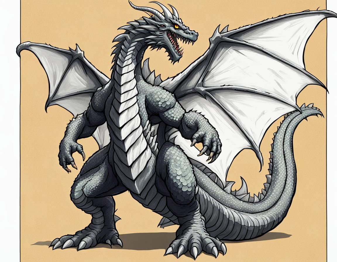 A close up of a drawing of a giant kaiju dragon - AI Generated Artwork ...