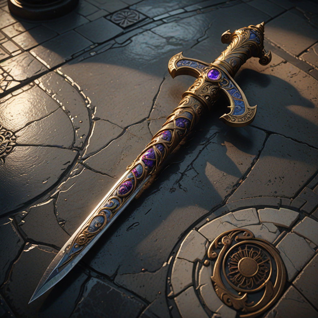 Intricately Detailed Candy Cane Rapier in Dark Fan... - AI Art