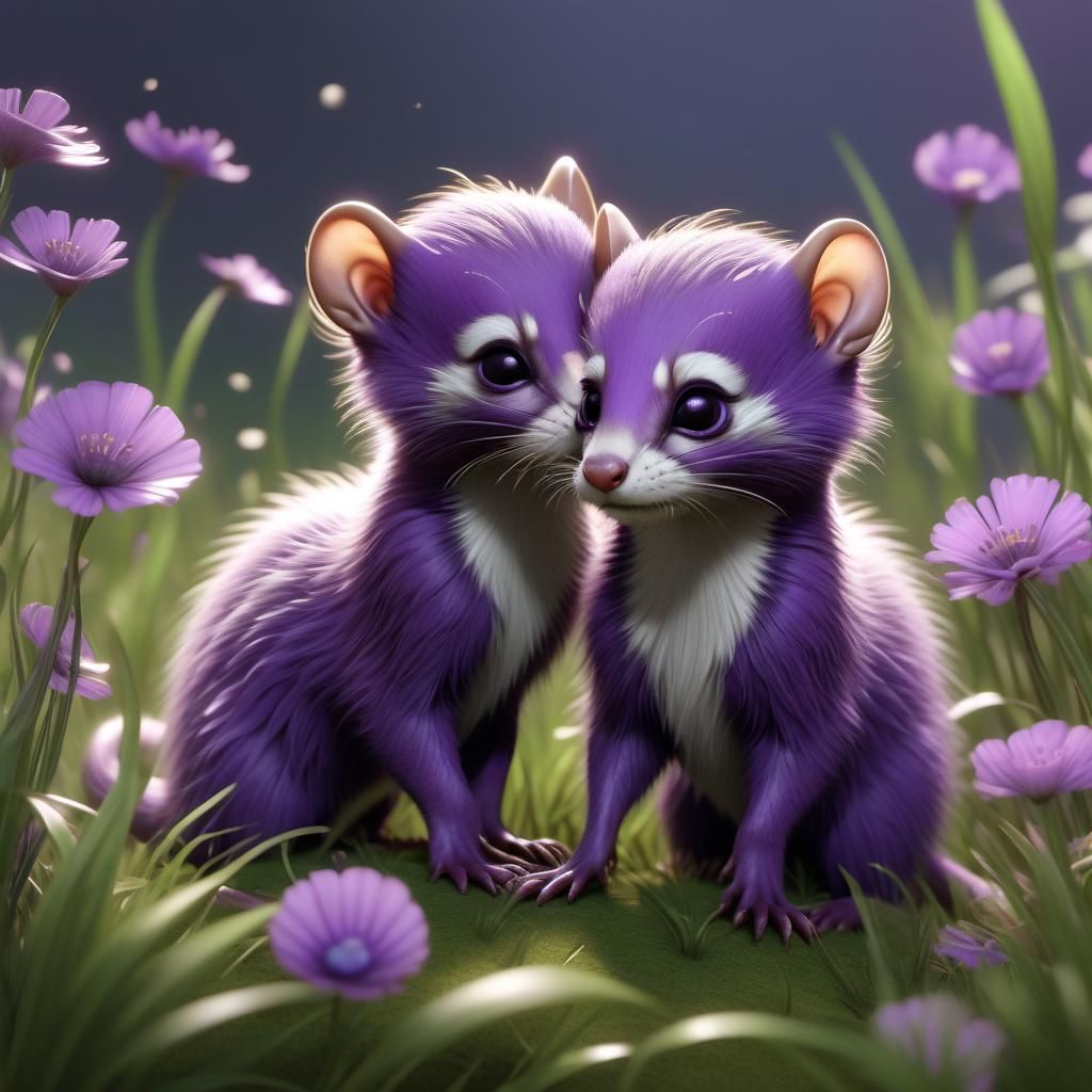 Purple baby weasels…… - AI Generated Artwork - NightCafe Creator